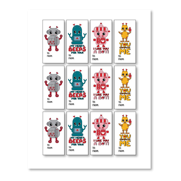 Robot Printable Valentines - Kiki & Company